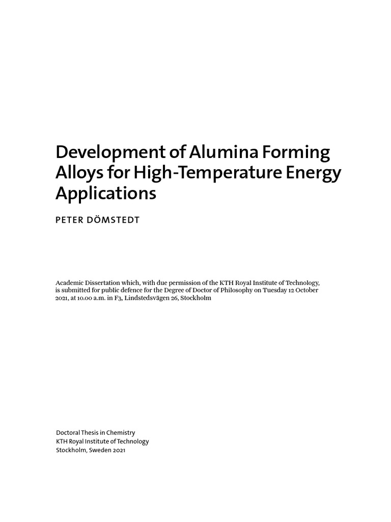 Development of Alumina Forming Alloys For High Temperature Energy ...