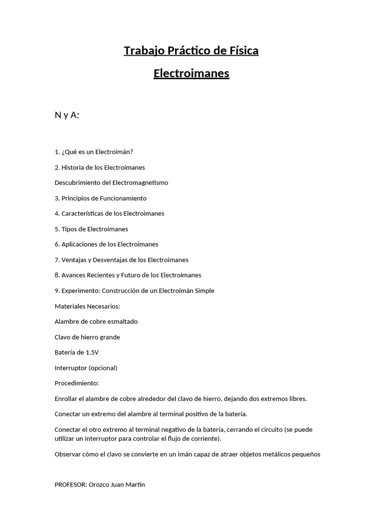 ¿Qué es un Electroimán? | PDF | Ciencia y matemáticas