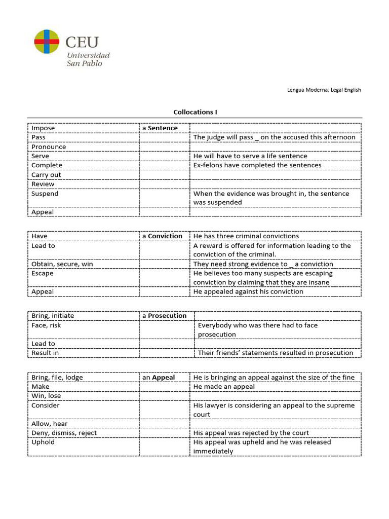 Collocations 01 | PDF | Prosecutor | Plea