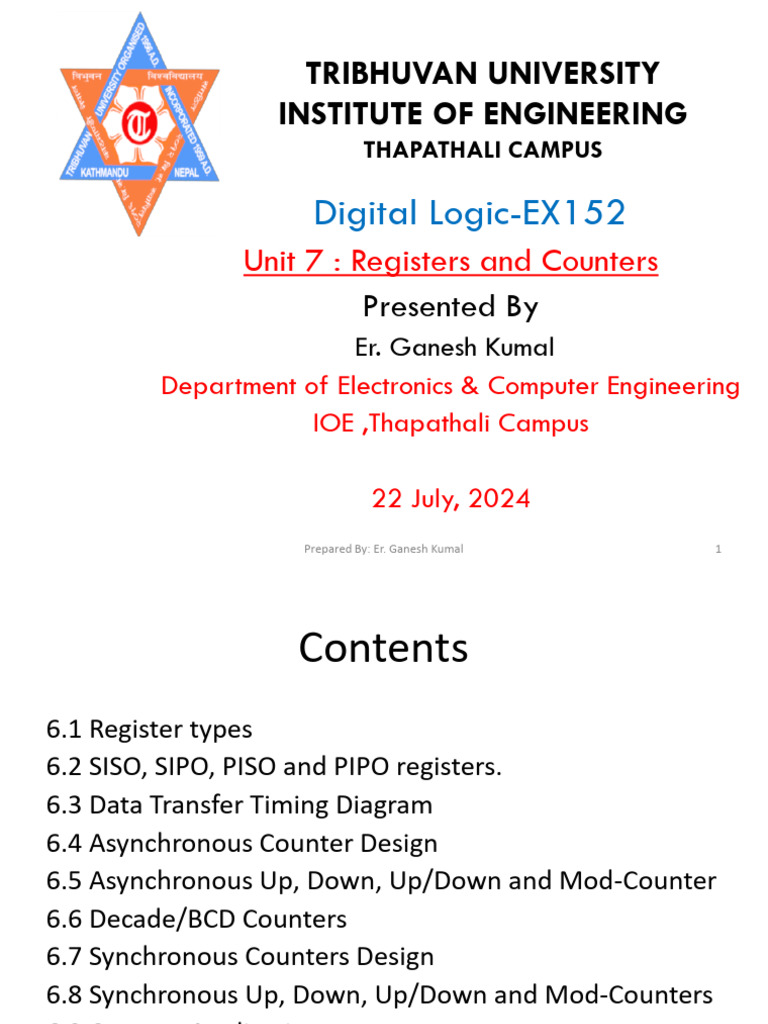 BCT BEI DL Unit 6 Registers and Counter | PDF | Digital Electronics | Electronic Design
