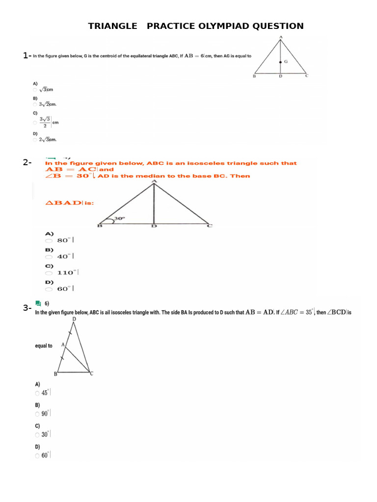 Triangle Practice Olympiad Question | PDF | Social Science | Teaching Methods & Materials