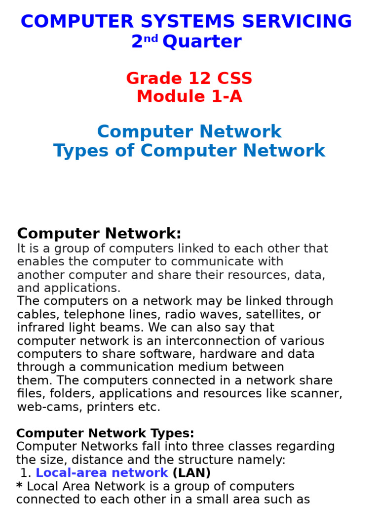 Module 1A Computer Network | PDF | Computer Network | Local Area Network