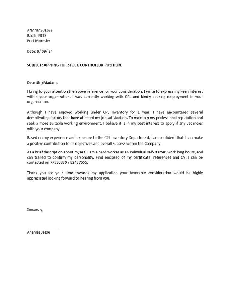 0 Ananias Jesse Stock Controllor | PDF