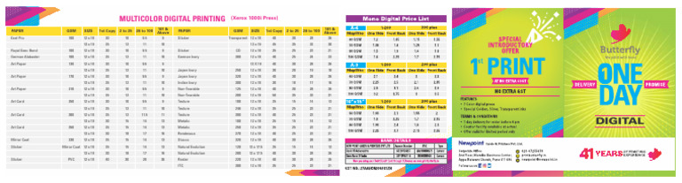 Multicolor Digital Printing Pricing Guide | PDF