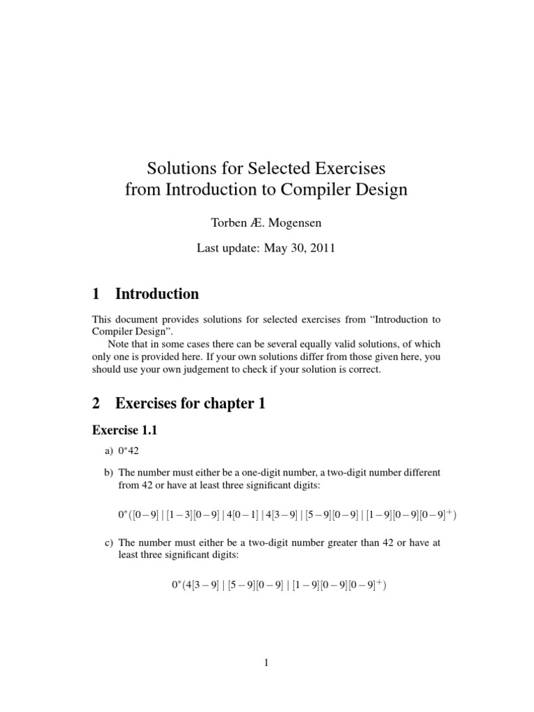 Introduction To Compiler Design - Solutions | PDF | Parsing | Grammar