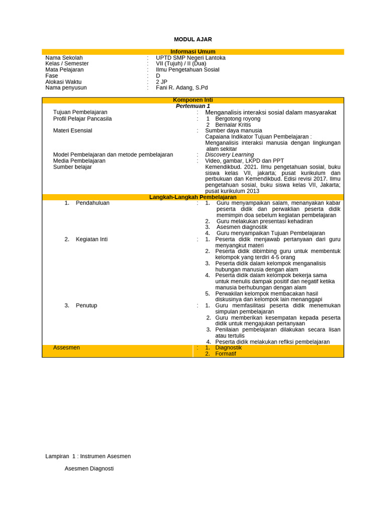 MODUL AJAR Kls 7 SMTR 2 TP 1 | PDF | Kesehatan Holistik | Sains & Matematika