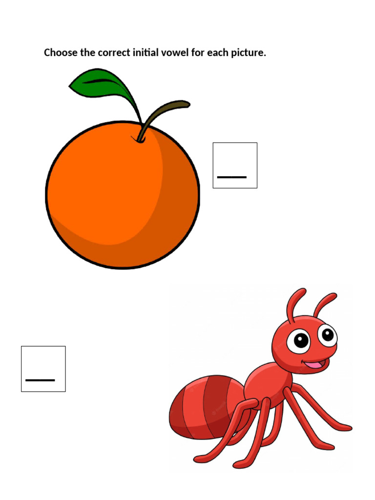 Choose The Correct Initial Vowel For Each Picture | PDF