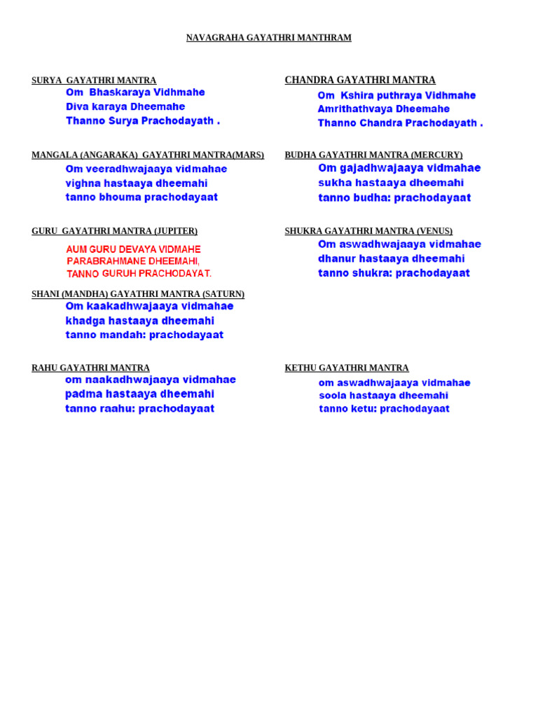 Navagraha Gayathri | PDF