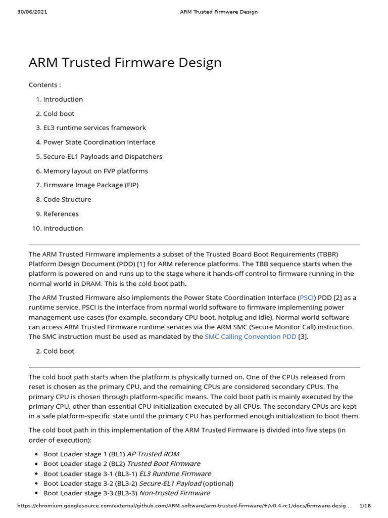 ARM Trusted Firmware Overview | PDF | Booting | Central Processing Unit