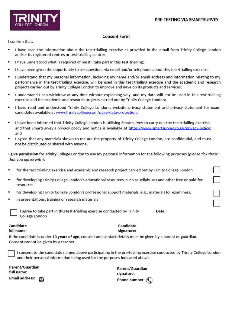 Consent Form - Test Trialling | PDF | Privacy