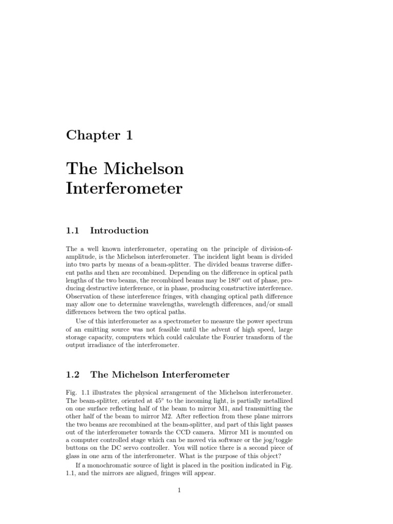 The Michelson Interferometer | PDF | Interferometry | Interference (Wave Propagation)