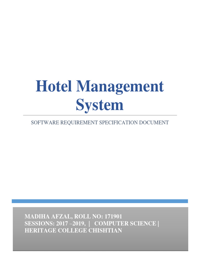 Hotel Management System SOFTWARE REQUIRE | PDF | Databases | Use Case
