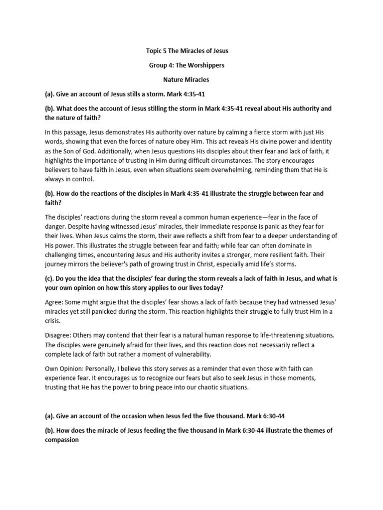 Topic 5 The Miracles of Jesus | PDF | John The Baptist | Jesus