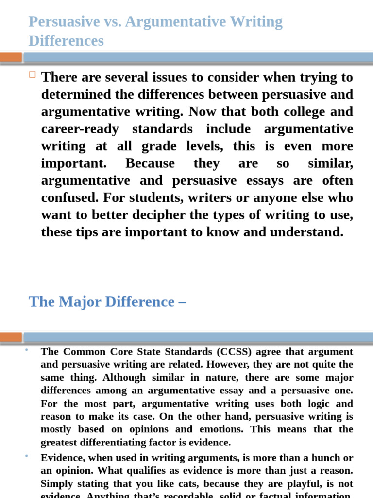 Persuasive Vs Argumentative Writing | PDF | Evidence | Essays