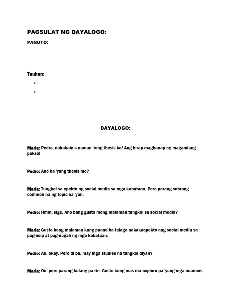 Pagsulat NG Dayalogo Bermudez | PDF