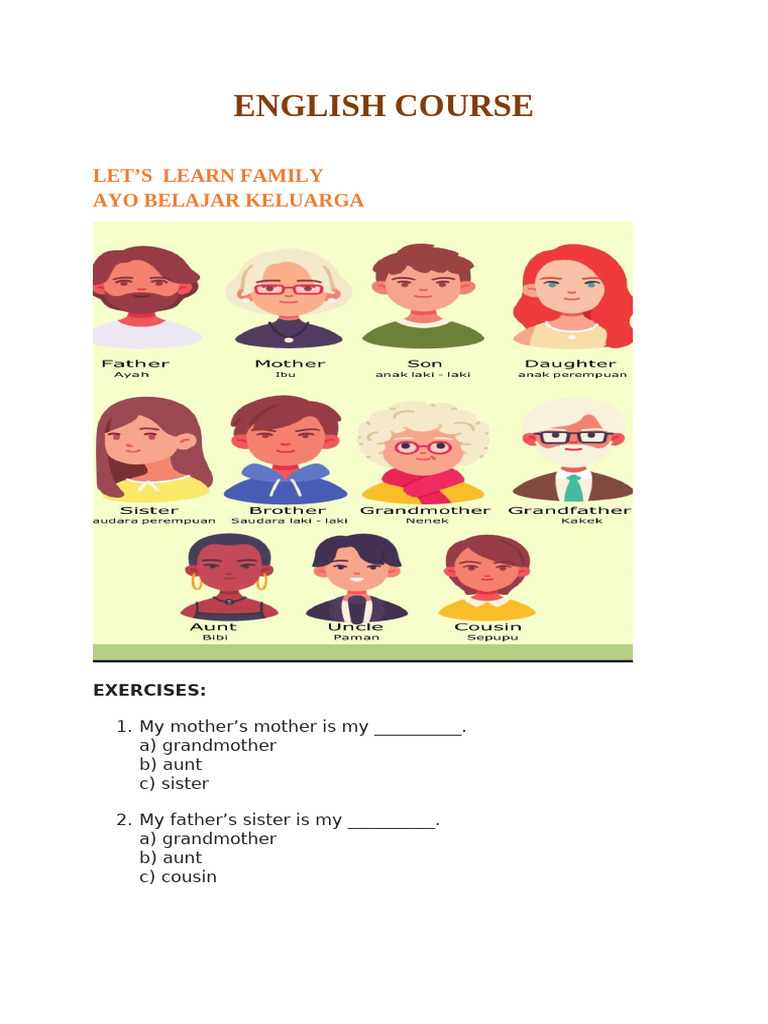ENGLISH COURSE | PDF | Family | Kinship And Descent
