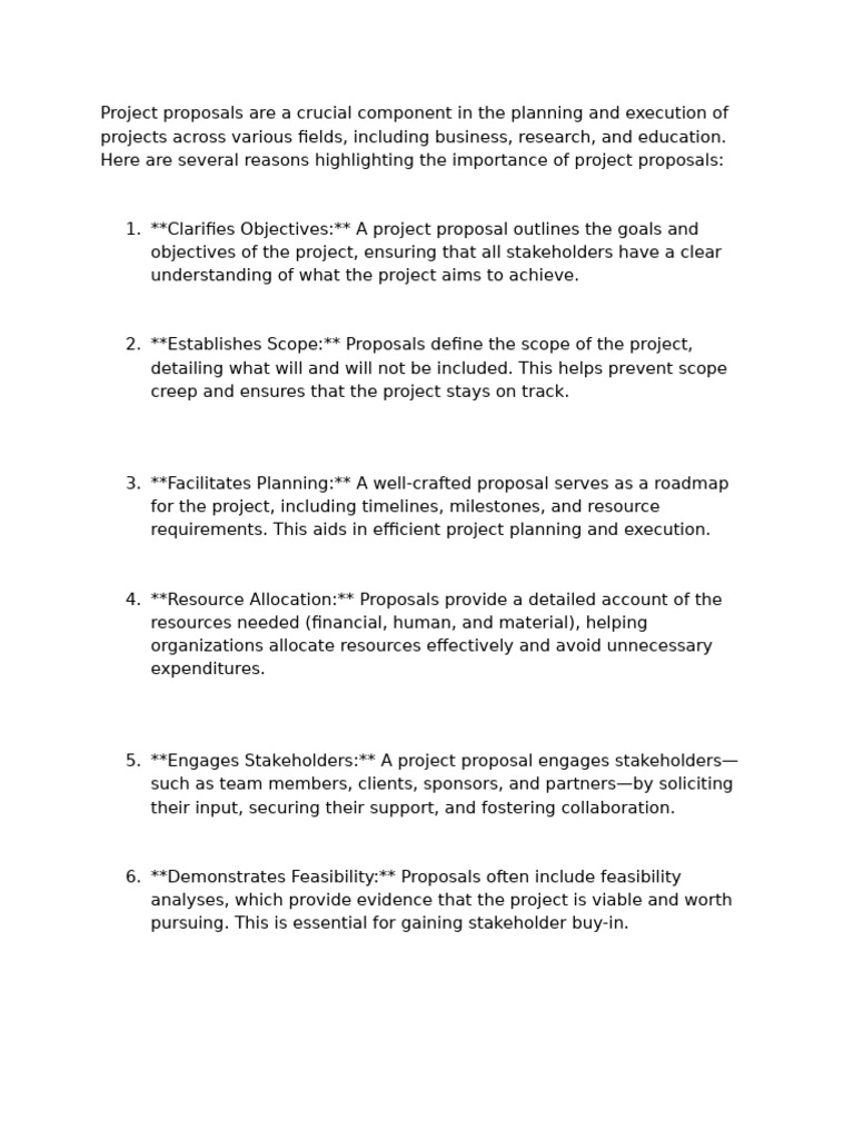 Importance of Project Proposals | PDF | Evaluation | Life Cycle Assessment