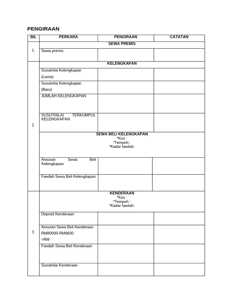 Template Pengiraan | PDF
