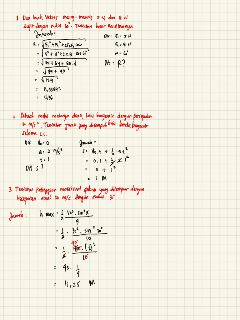 1 Dua Buah Vektor Masing-Masing 5 N Dan& N | PDF