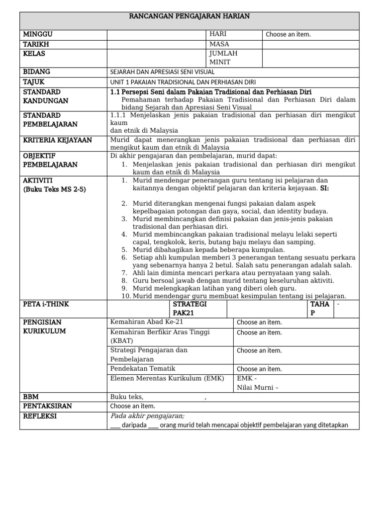 TAJUK 1 PAKAIAN TRADISIONAL DAN PERHIASAN DIRI | PDF