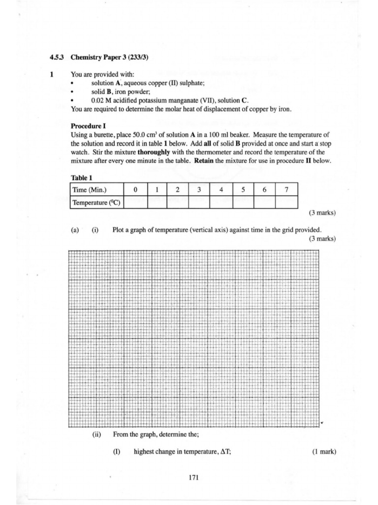 Chemistry Pp3 Quiz 2013. | PDF