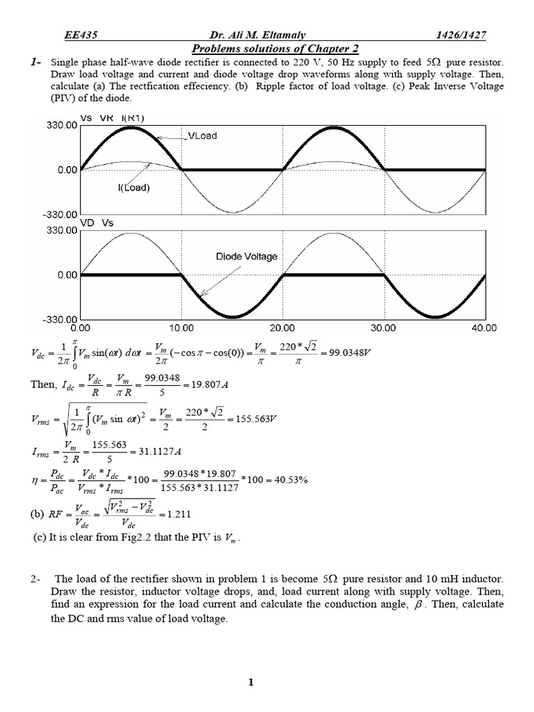 Ch2 PROBLEMS Solutions (1) | PDF | Rectifier | Computer Engineering