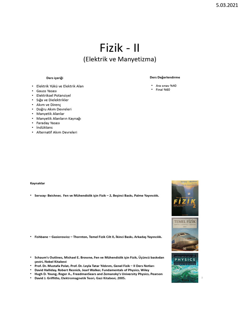 Fizik - II Tüm Konular | PDF