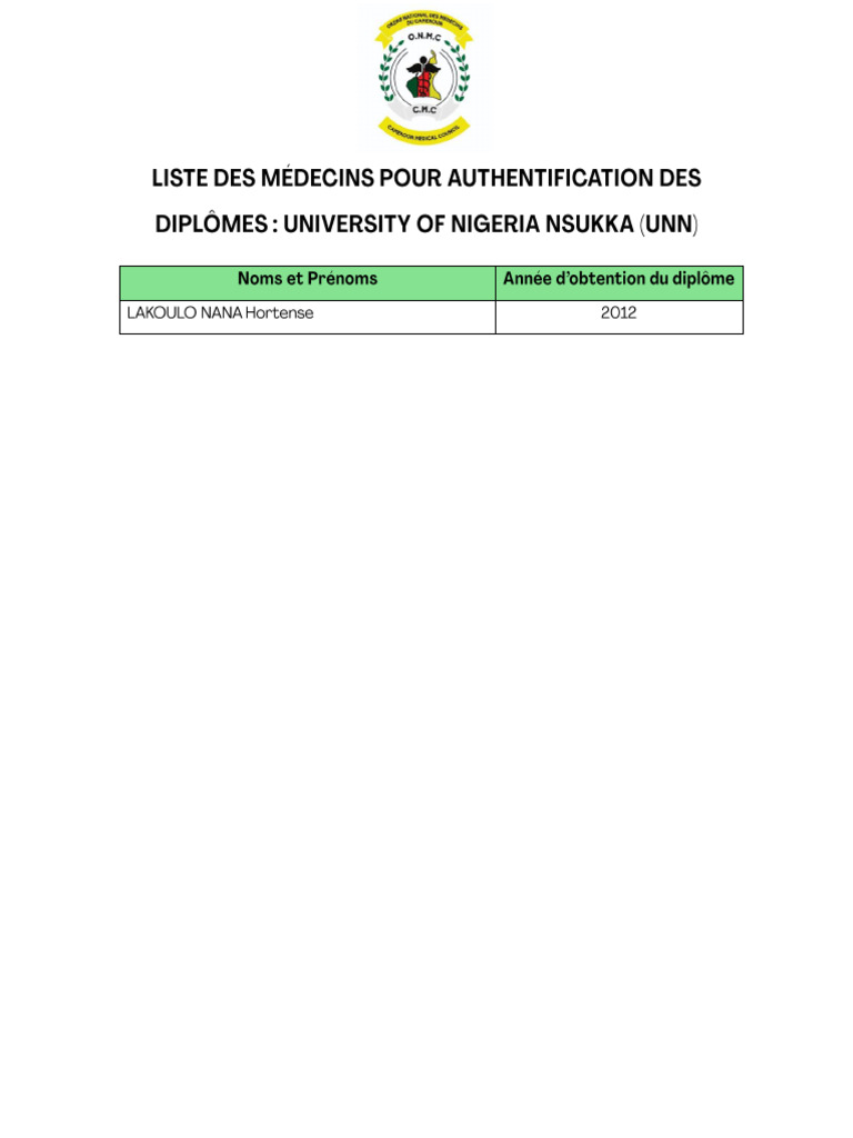 University of Nigeria Nsukka (Unn) | PDF