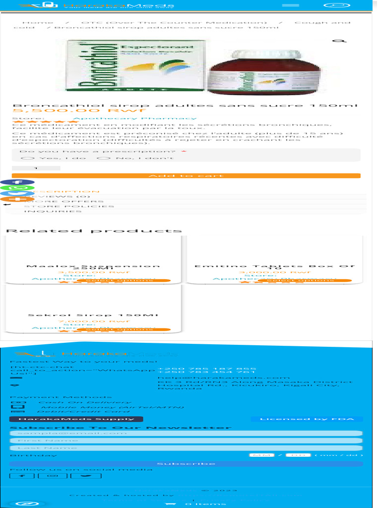 Broncathiol Sirop Adultes Sans Sucre 150ml HarakaMeds | PDF | Over The ...