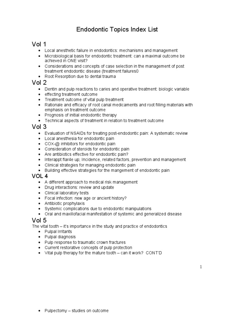 Tic Topics Index List | PDF | Dentistry | Infection