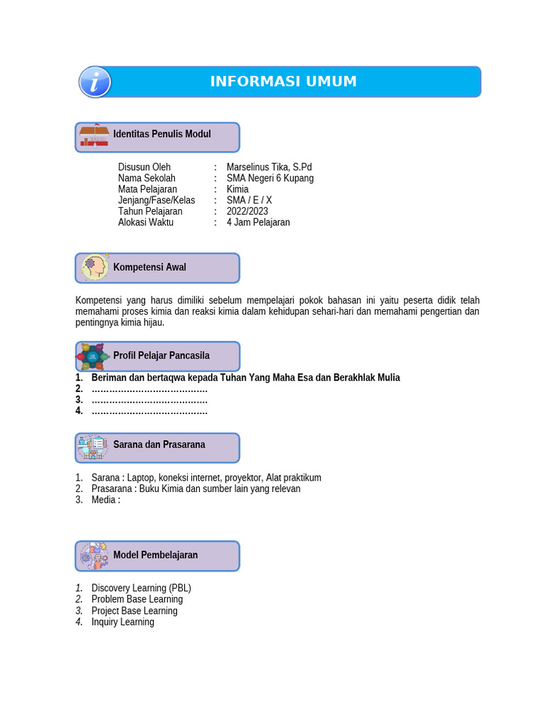 Format Modul SMANSIX - 2024 | PDF