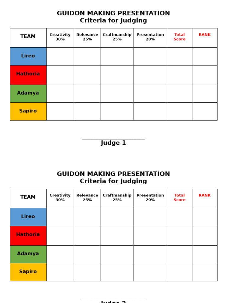 Criteria For Judging | PDF | Business | Finance & Money Management