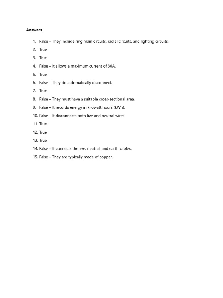 True or False Questions Answers | PDF