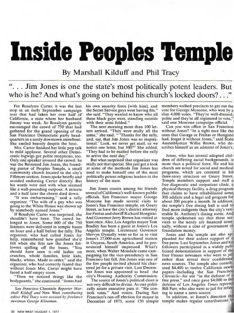 Kilduff & Tracy (1977) (COPIAR PARA WORD) - Inside Peoples Temple | PDF ...