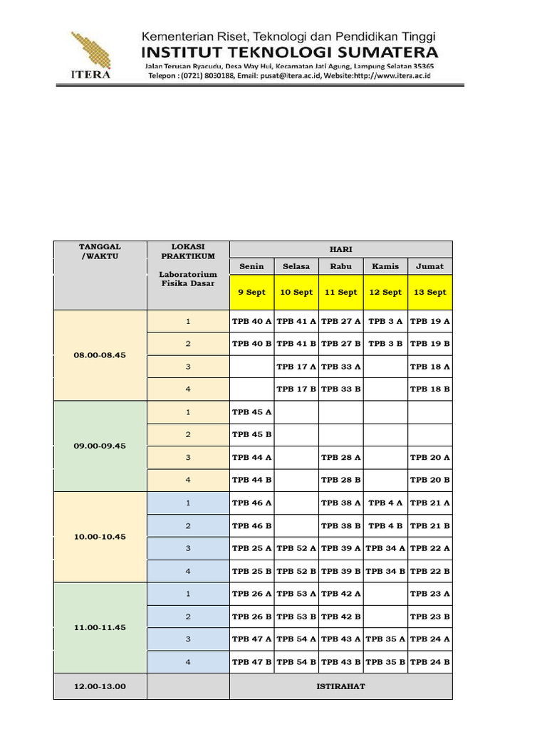 Jadwal dan Tata Tertib Praktikum Fisika 2024 | PDF