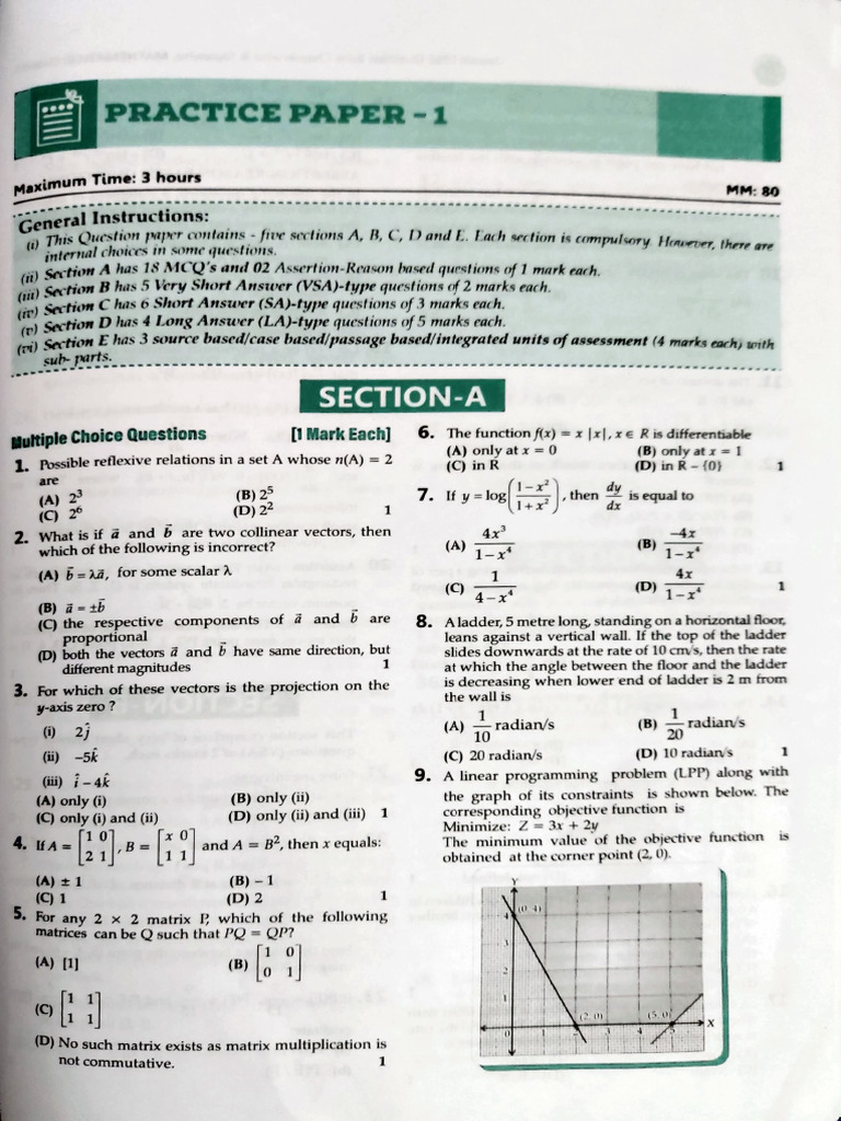 Question Paper 1 Pdf Matrix Mathematics Mathematical Objects
