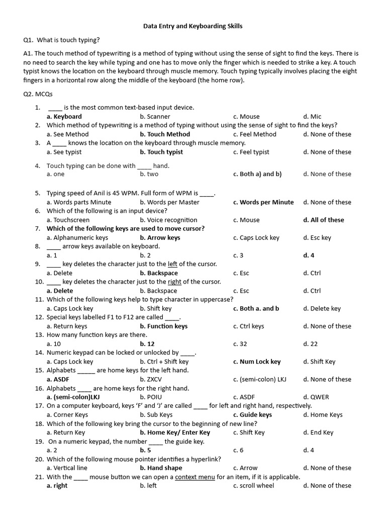 Class IX Data Entry and Keyboarding Skills | PDF | Computer Keyboard | Input/Output