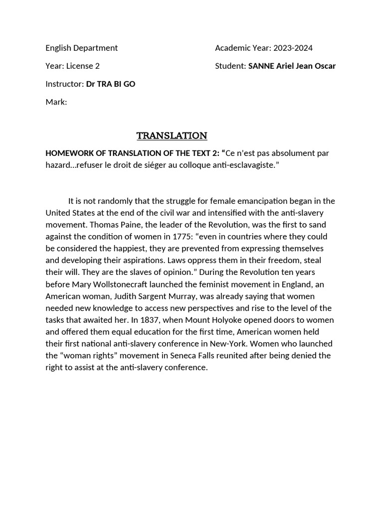 Homework of Translation text 2 | PDF