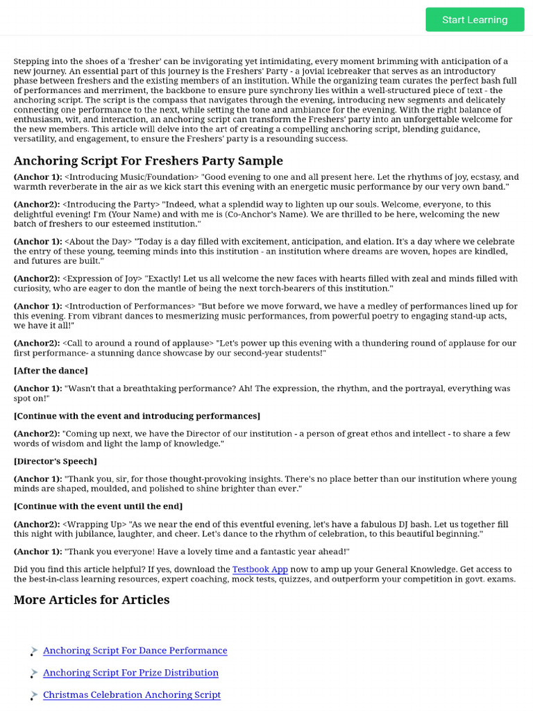 Anchoring Script For Freshers Party Sessions - Script Examples and Tips ...