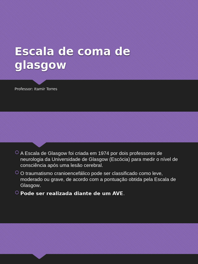 Aula 5 Escala de Coma de Glasgow | PDF | Coma | Traumatismo craniano