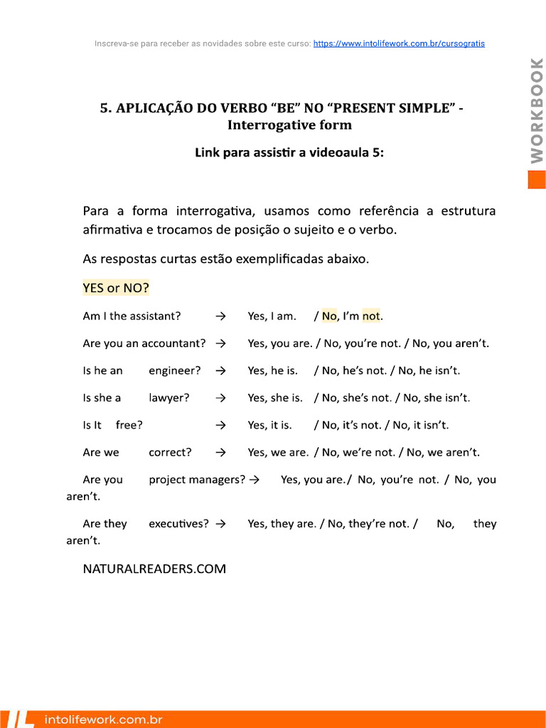 Curso Gratuito Ingl - S Profis Aula 05 | PDF