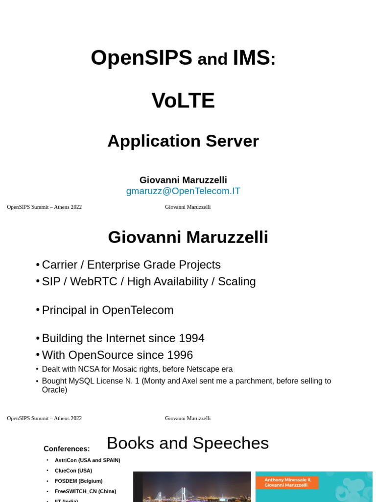 OpenSIPS Summit2022 Giovanni Maruzzelli OpenSIPS and IMS Application Server in VoLTE | PDF | Ip ...