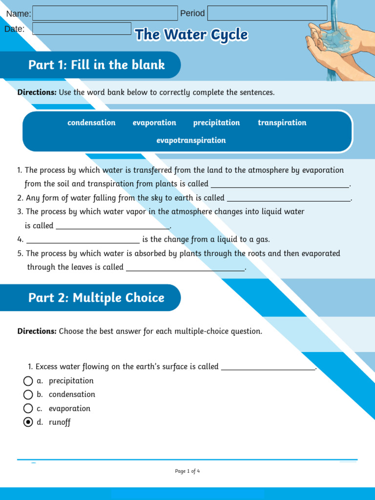 The Water Cycle Assessment 3 | PDF | Water Cycle | Water