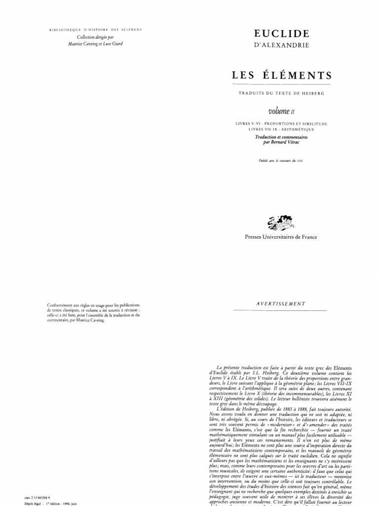 Euclide - Les Elements - Vol 2 | PDF