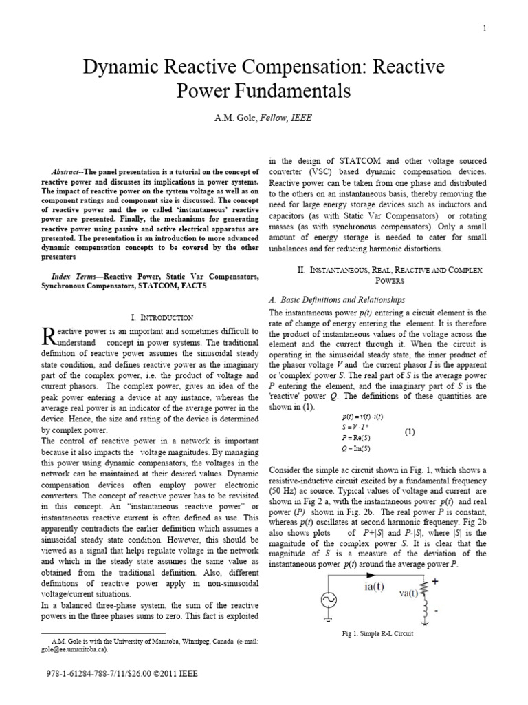 Dynamic_reactive_compensation_Reactive_power_fundamentals | PDF | Ac Power | Electromagnetism