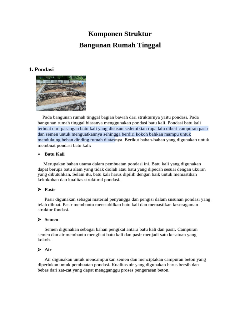 Naghia Anabela XI DPIB 2 - Komponen Struktur Runah Tinggal | PDF