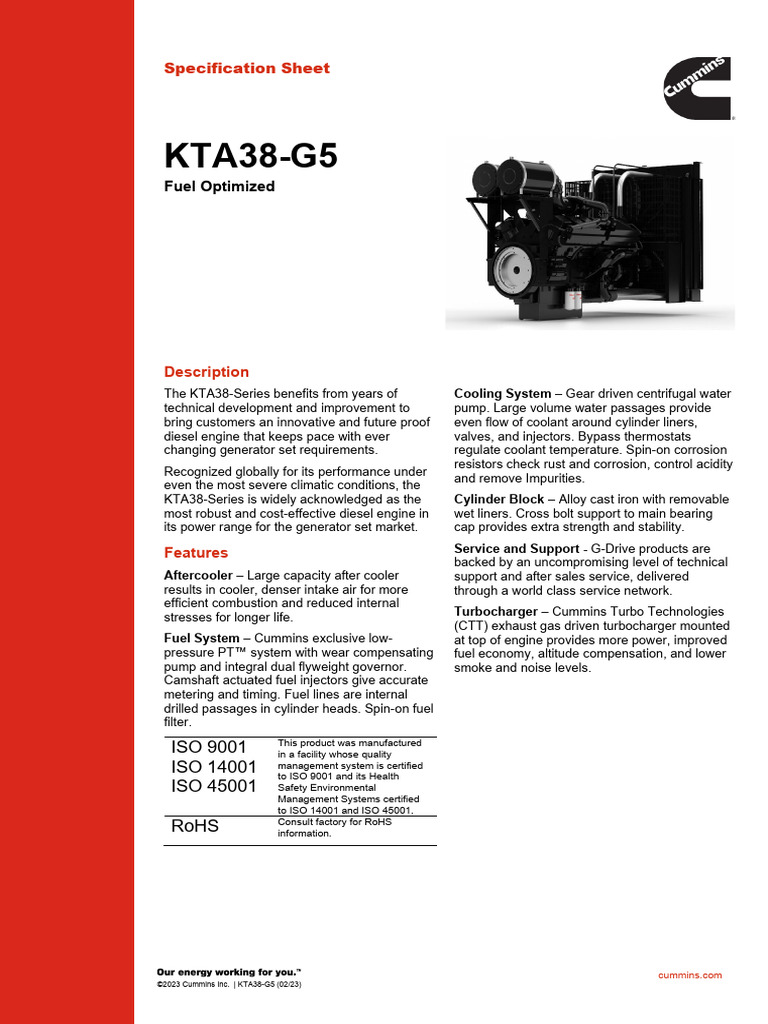 Kta38 G5 | PDF | Diesel Engine | Engines
