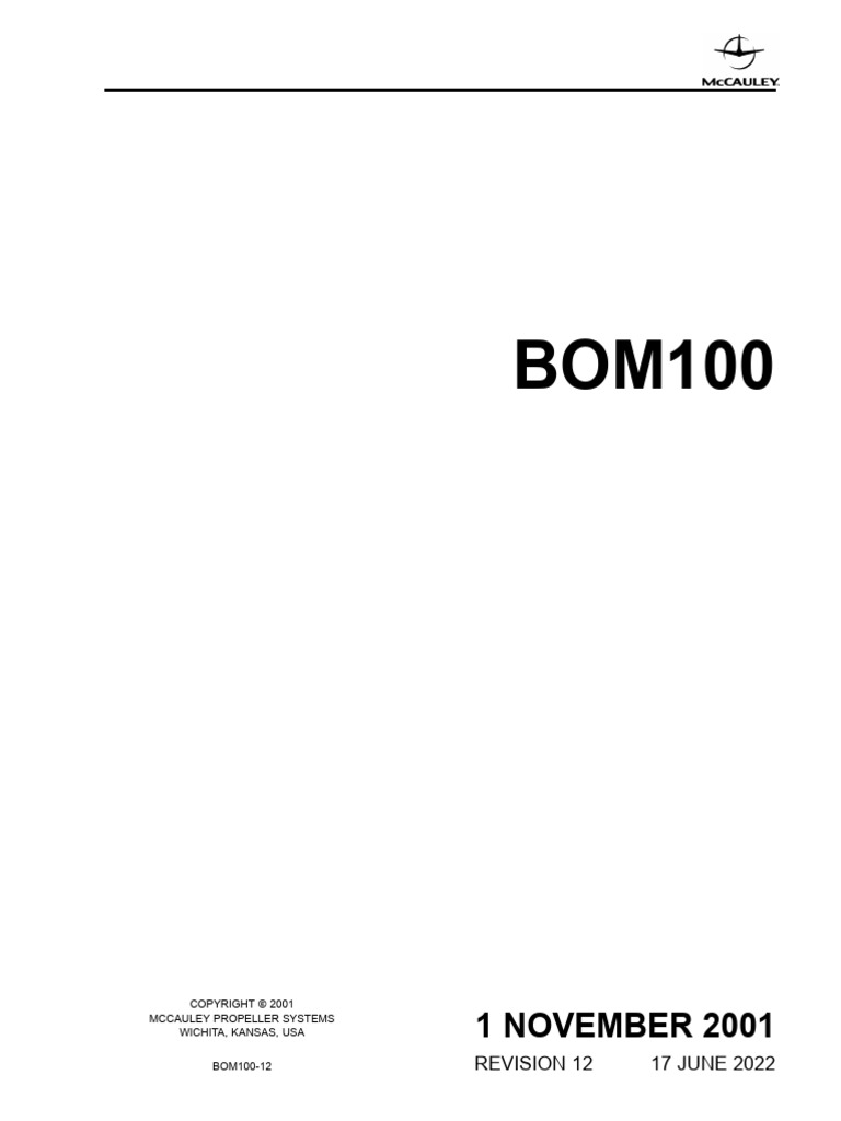 BOM100 - Blade Overhaul Manual Rev.12 | PDF | Propeller | Aviation