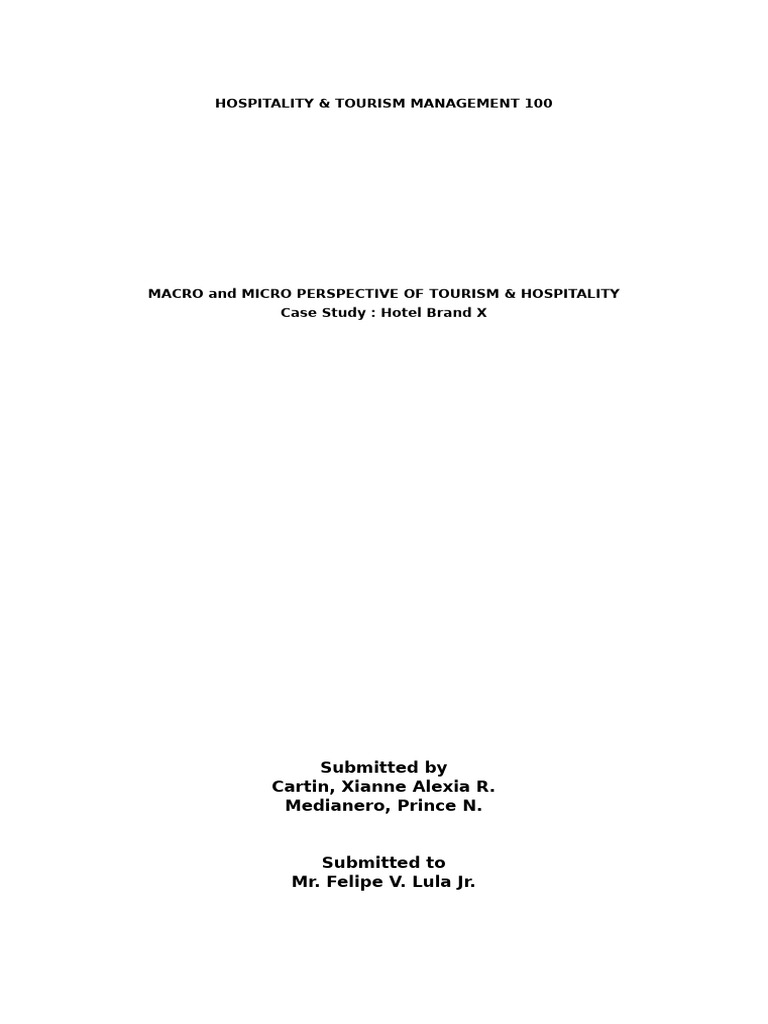 HTM100 CASE STUDY - Hotel Brand X | PDF | Healthy Diet | Menu