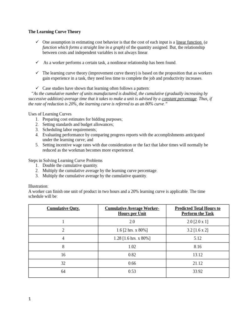 The Learning Curve Theory | PDF | Labour Economics | Economies